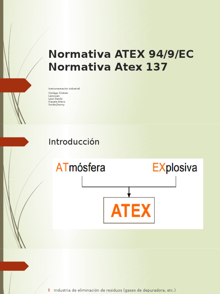 Normativa ATEX 94 | Material explosivo | Combustión