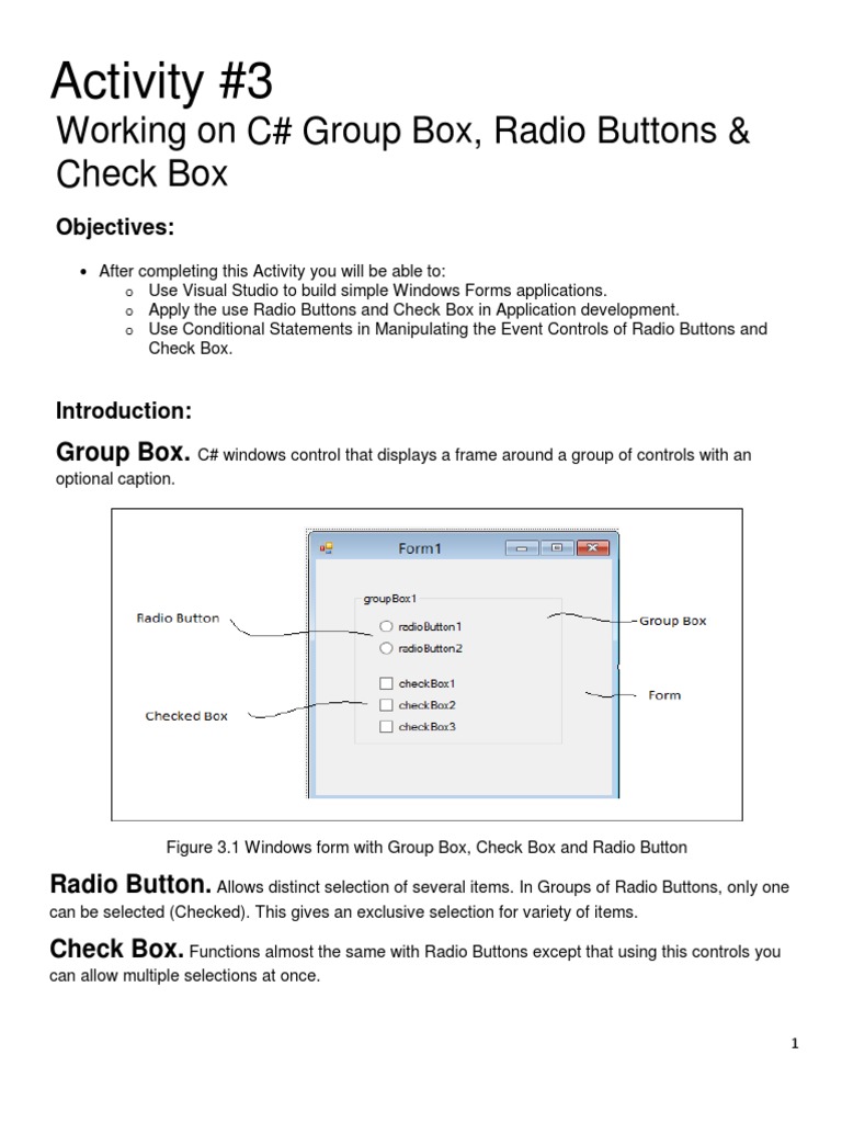 C# Laboratory Activity #2 - Working On C# Radio Buttons and Checked Box PDF | PDF | Boolean Data ...