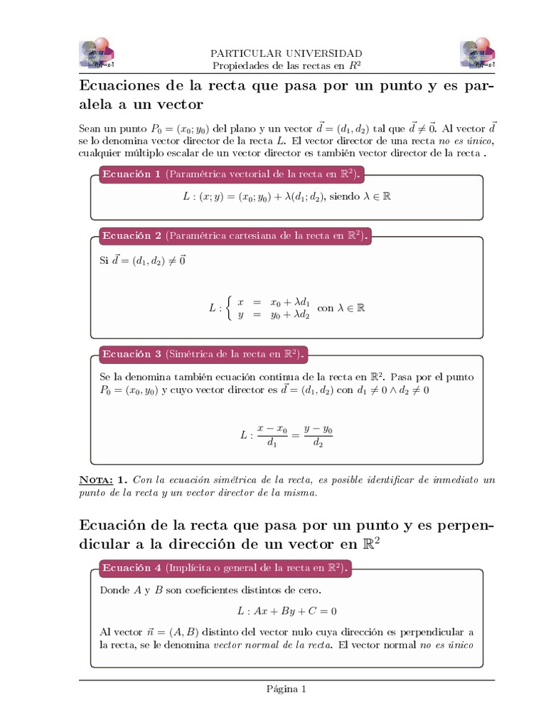 Propiedades Rectas en El Plano r2 | PDF | Línea (geometría) | Sistema ...