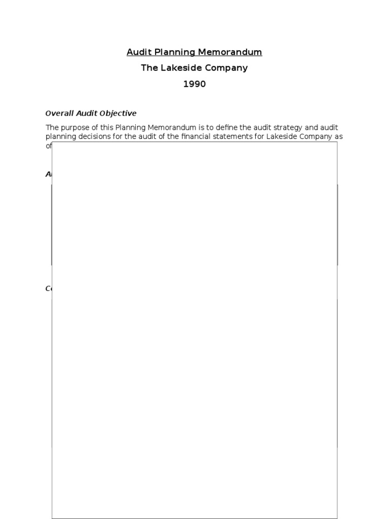 Audit Planning Memorandum | Audit | Expense