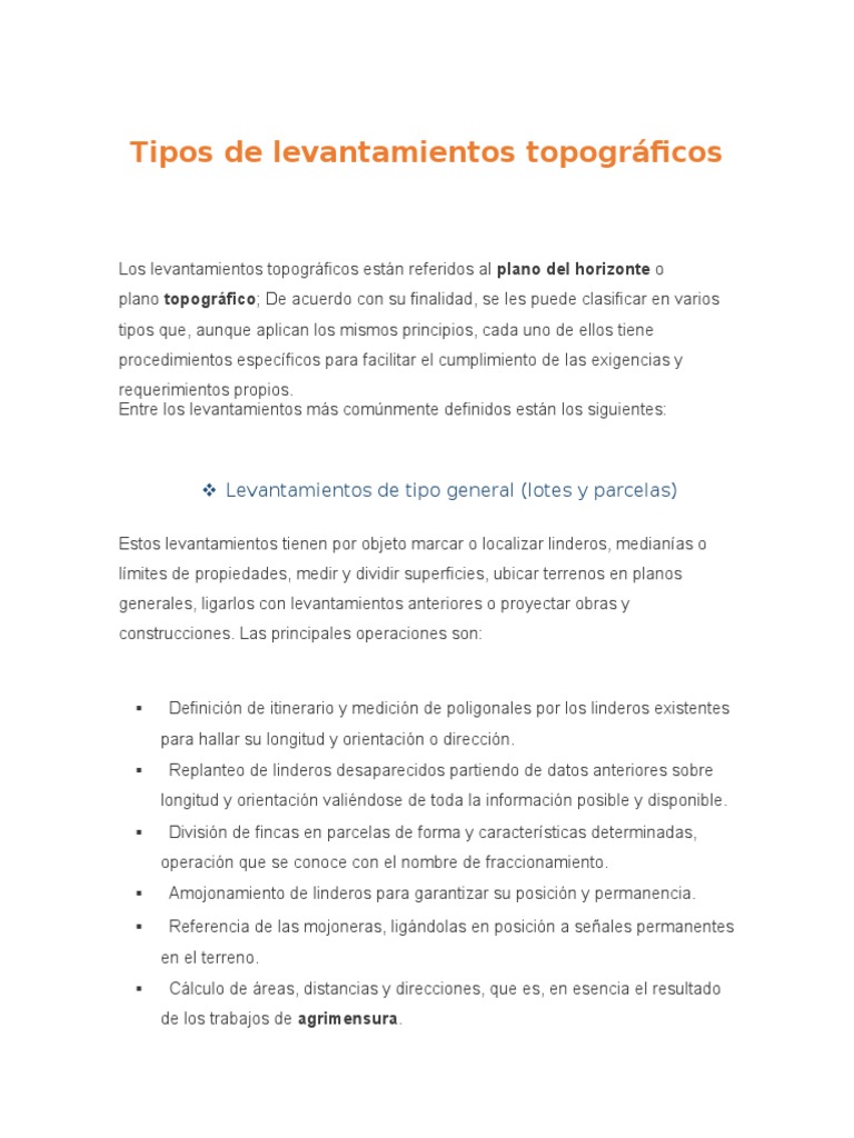 Tipos de levantamientos topográficos | PDF | Topografía | Science
