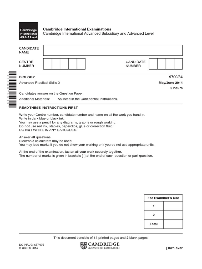 9700 s14 QP 34 | PDF | Iodine | Cell Membrane