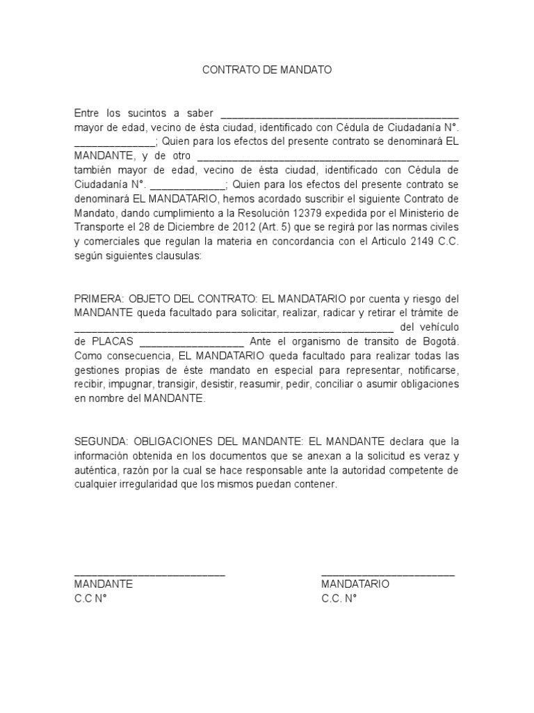 Contrato de Mandato | PDF