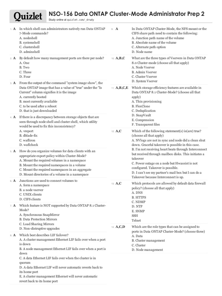 NSO-156 Data ONTAP Cluster-Mod | PDF | Shell (Computing) | Computer Cluster