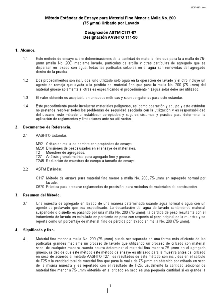 Astm C117 87 | PDF | Agua | Sustancias químicas