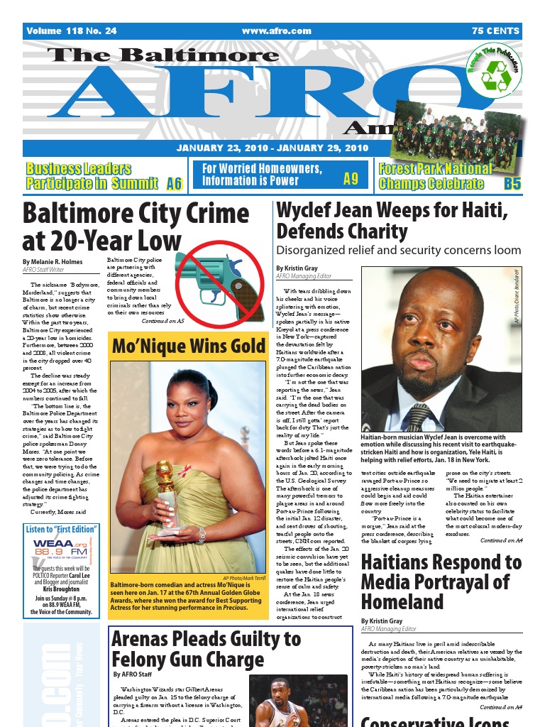 Baltimore Afro-American Newspaper, January 23, 2010 | PDF | Violence ...