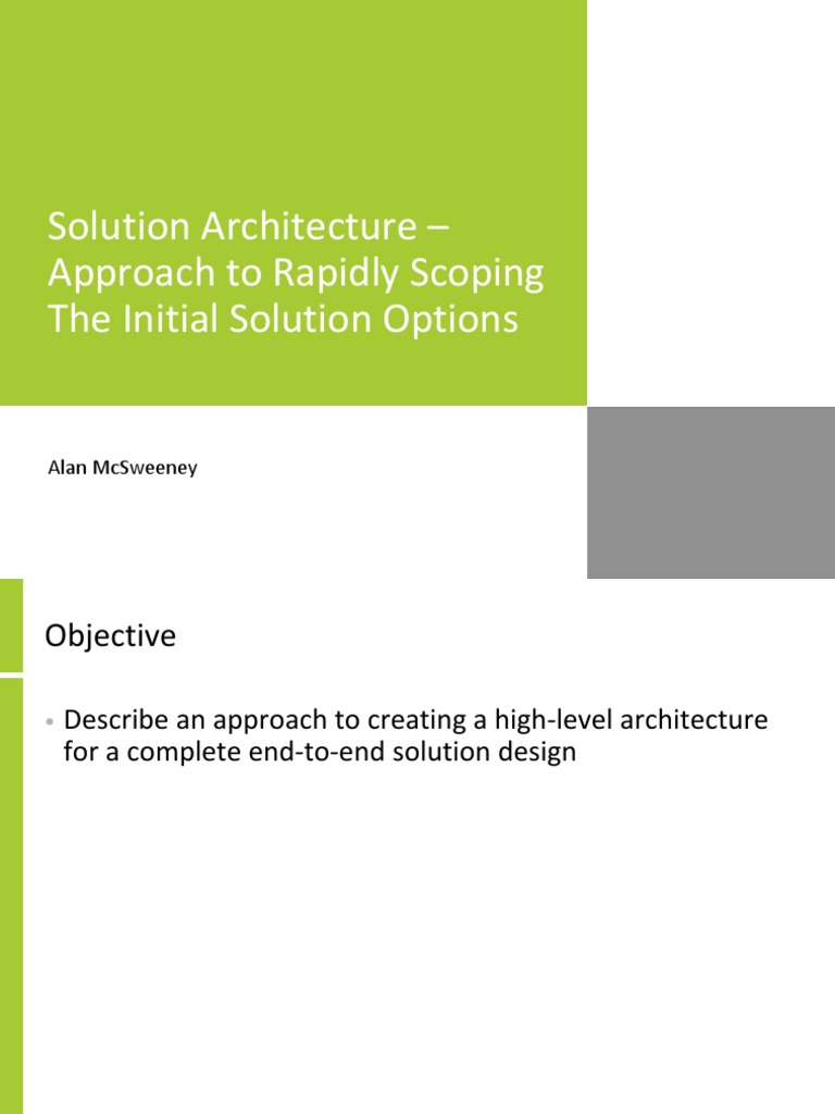Solution Architecture - Approach To Rapidly Scoping The Initial ...