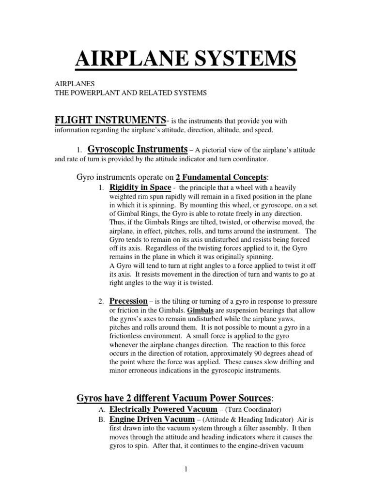 AIRPLANE SYSTEMS: FLIGHT INSTRUMENTS | PDF | Airspeed | Gyroscope