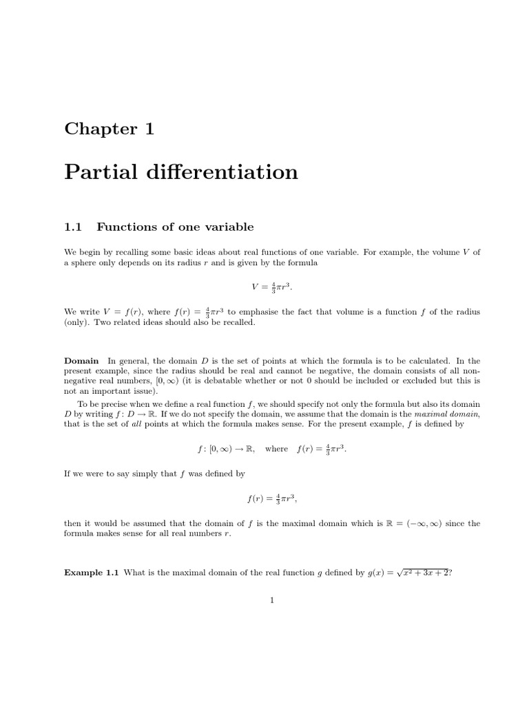 Partial Derivatives and Functions of Multiple Variables | PDF | Partial ...