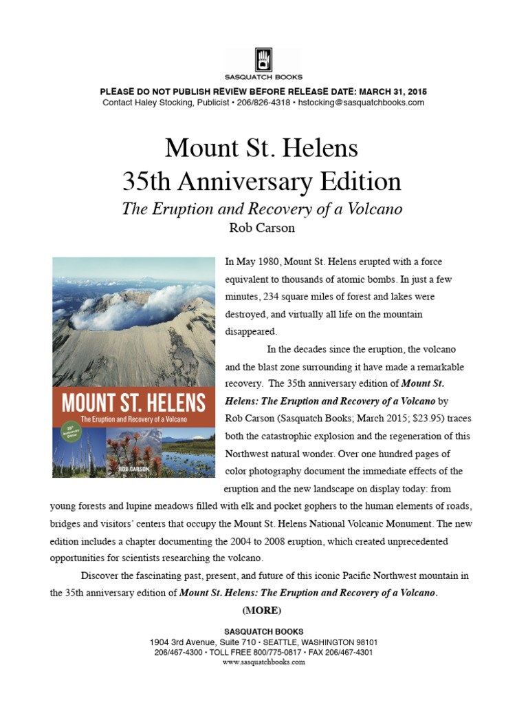 Mount St. Helens: The Eruption and Recovery of A Volcano | PDF ...