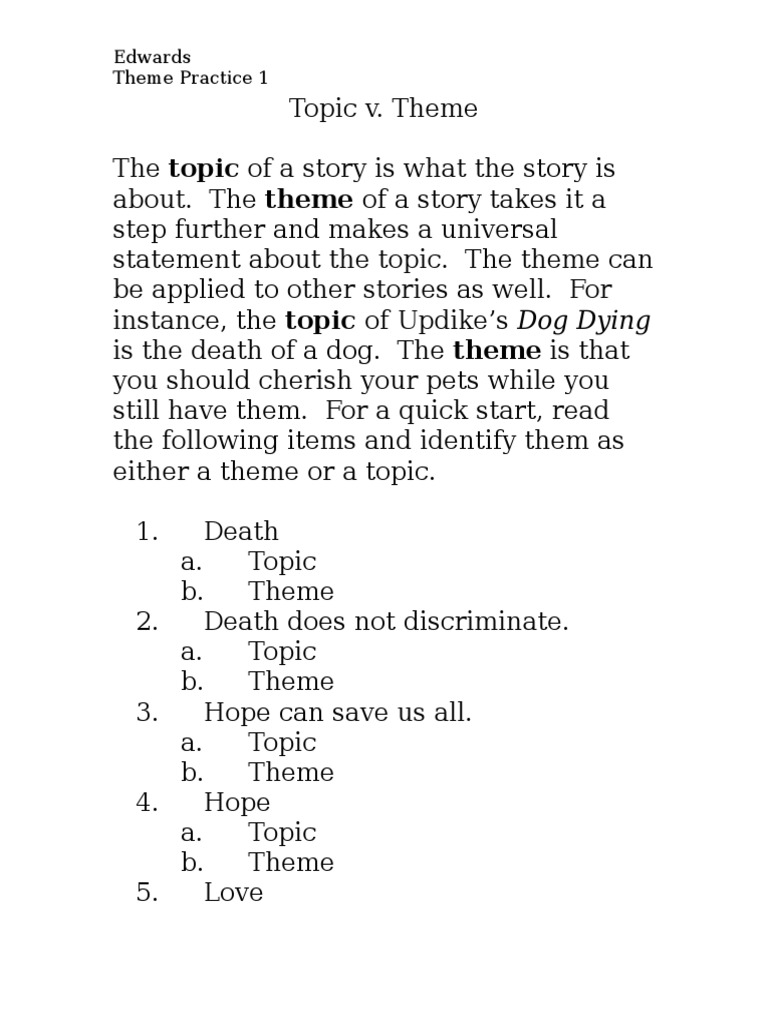 Theme Practice 1 | PDF