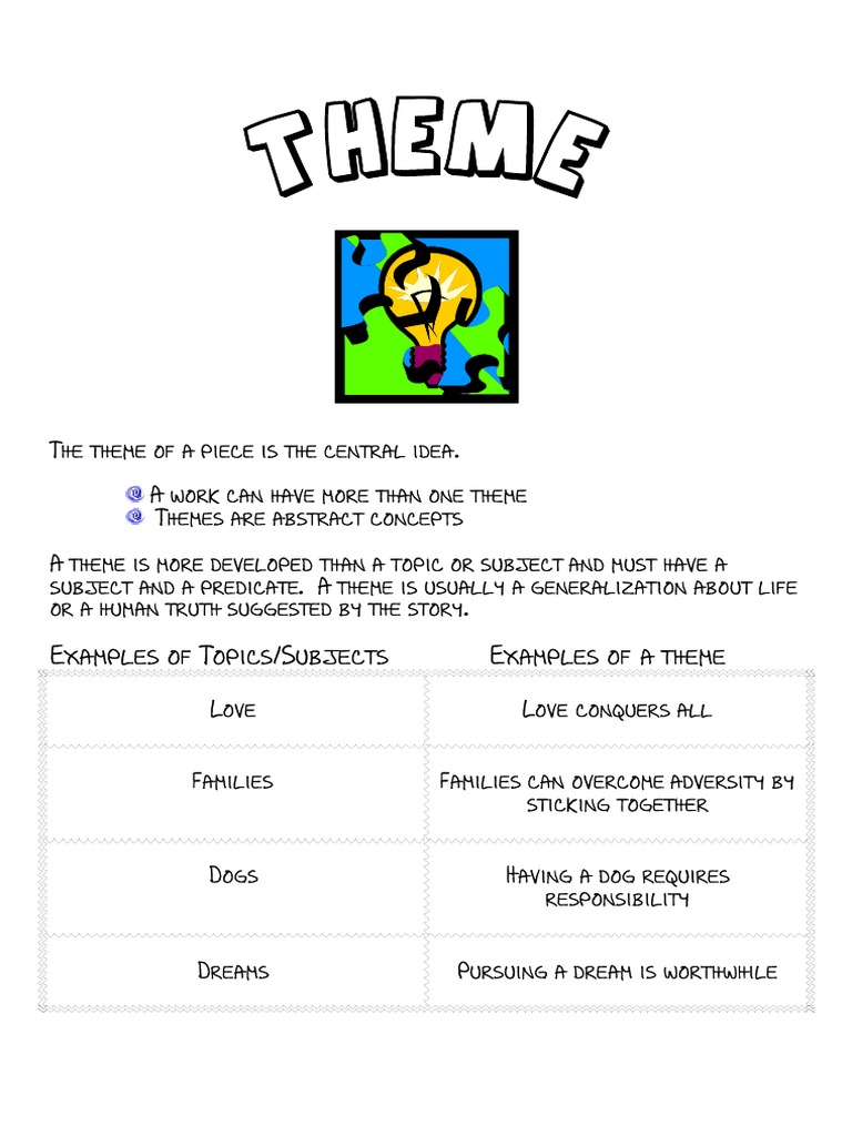 Theme Handout | PDF | Language Arts & Discipline | General Fiction
