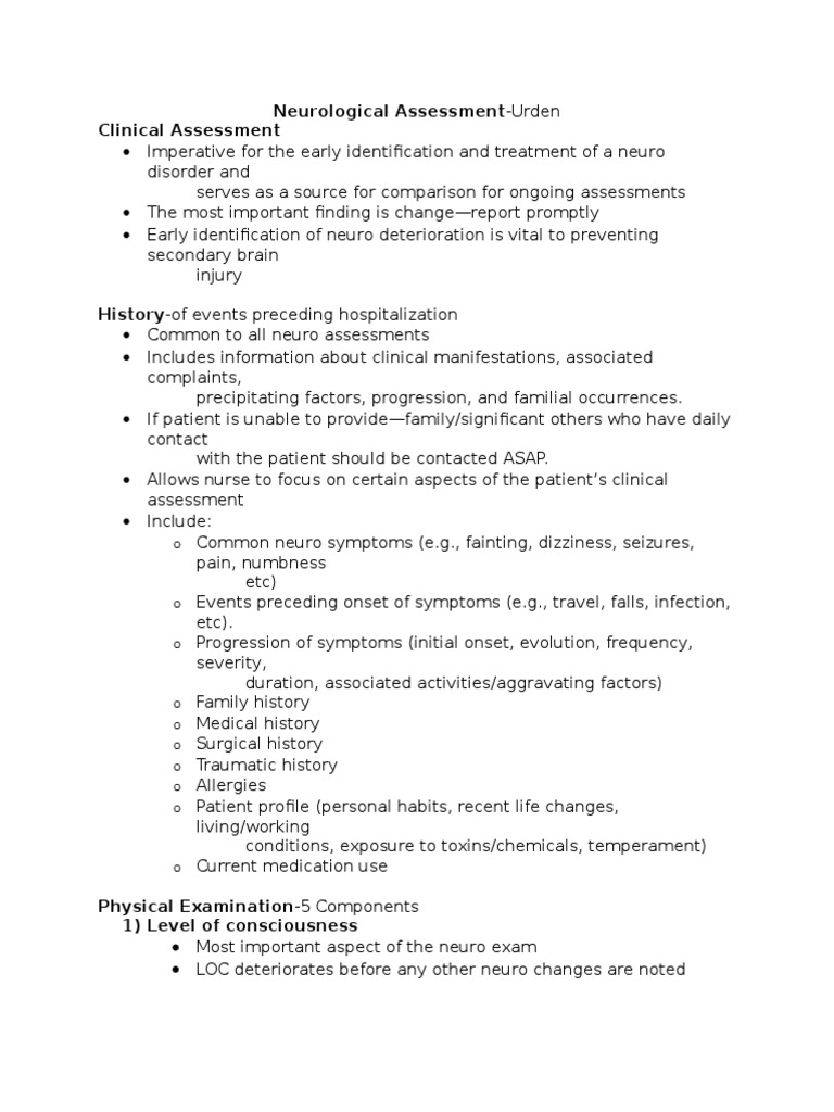Neurological Assessment Pdf Human Anatomy Nervous System