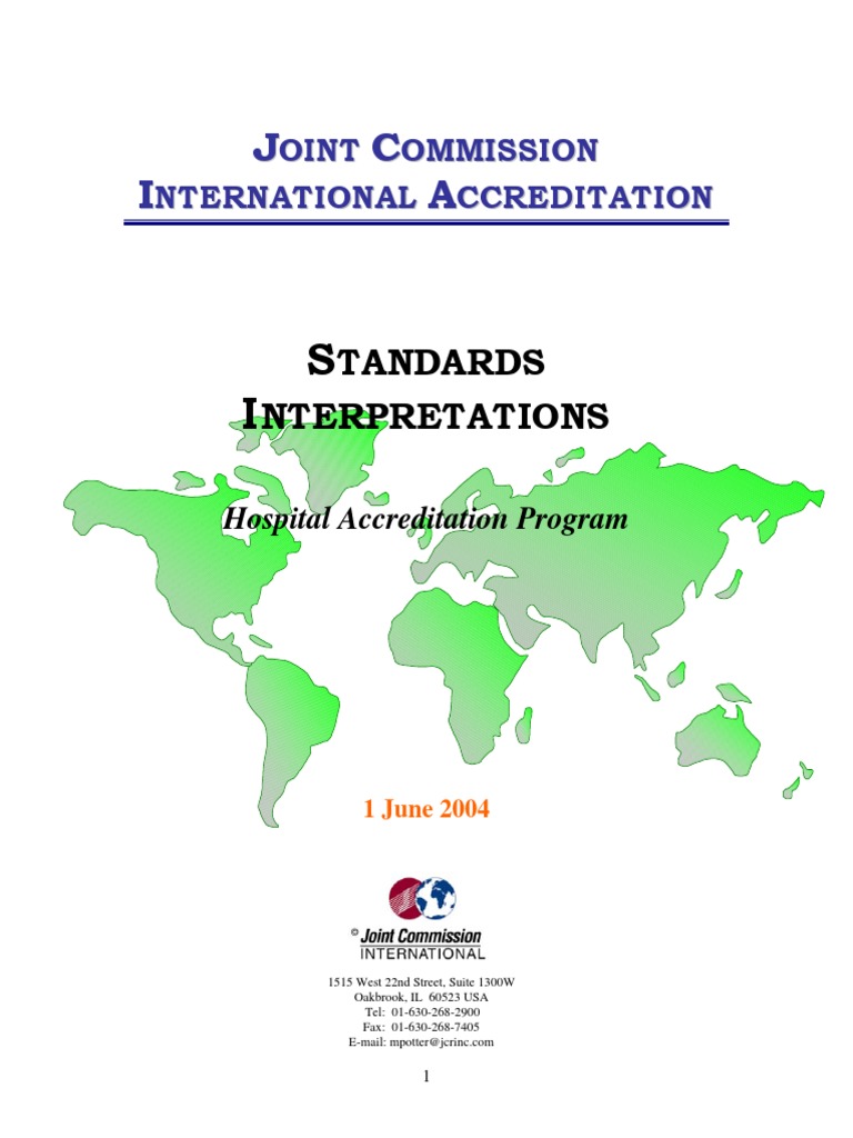 JCI Standards Interpretation - June12004 | PDF | Patient | Medical ...