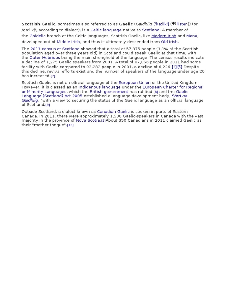 Scottish Gaelic: Language Revival | PDF