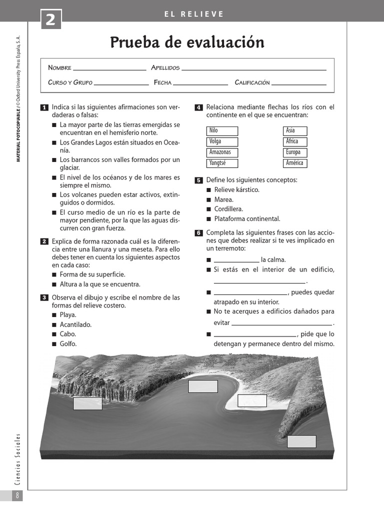 2 El Relieve Examen | PDF | Terreno | Marea