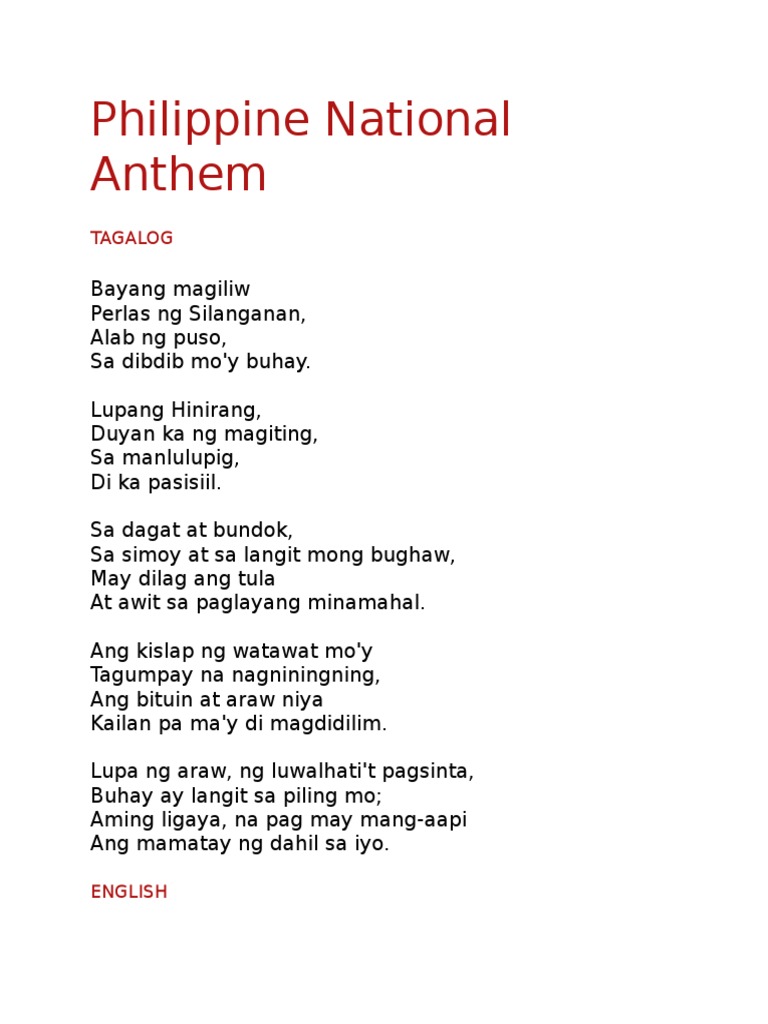 Philippine National Anthem | PDF