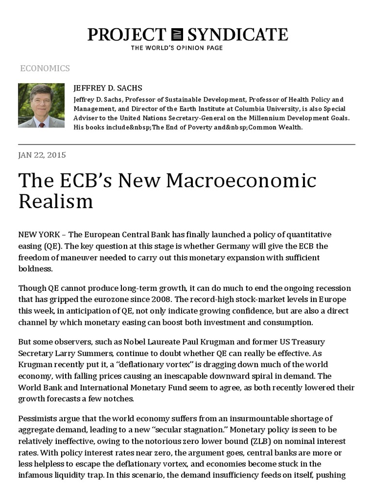The ECB's New Macroeconomic Realism | PDF | Deflation | Keynesian Economics