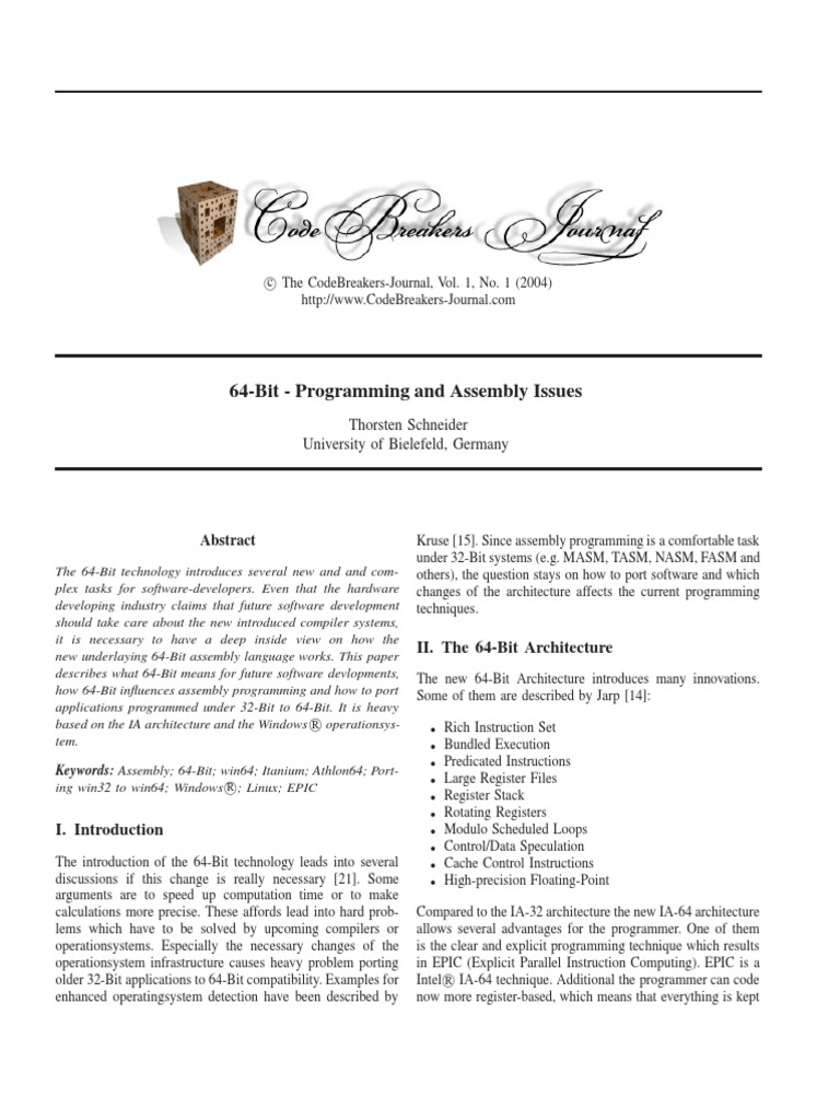 Programming and Assembly Issues | PDF | 64 Bit Computing | Pointer (Computer Programming)