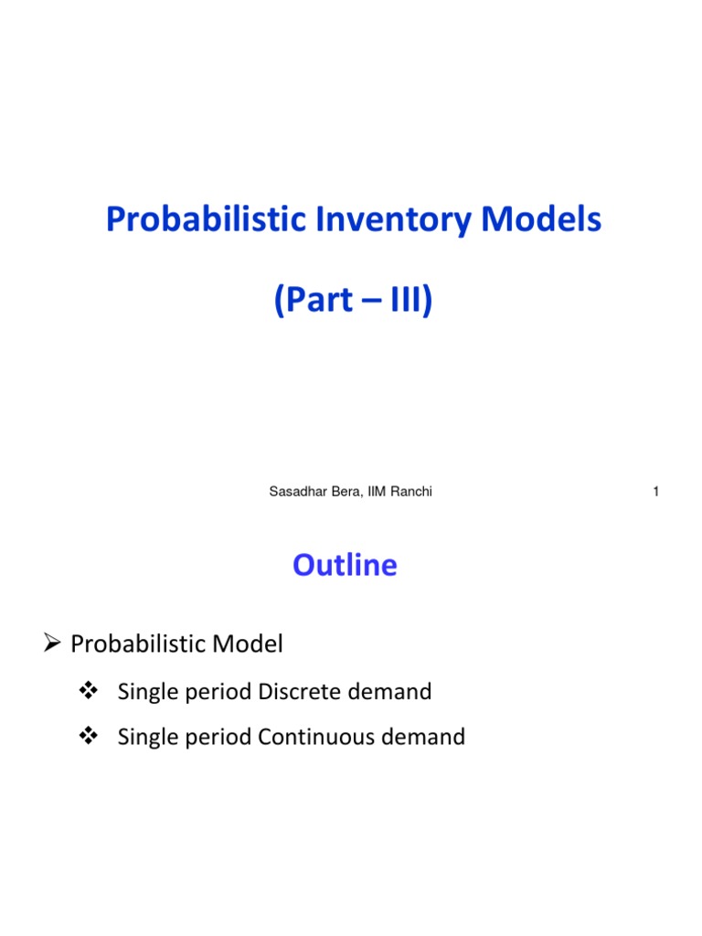 02c Probabilistic Inventory Models Pdf Inventory Demand