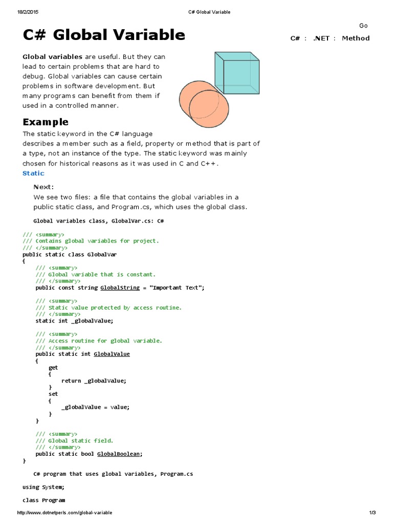 C Global Variable Pdf C Sharp Programming Language Variable Computer Science