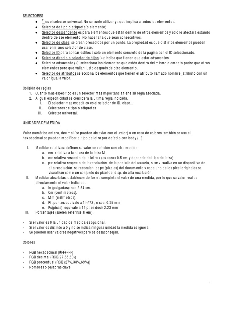 Chuleta CSS | PDF | Modelo de color Rgb | Hojas de estilo en cascada