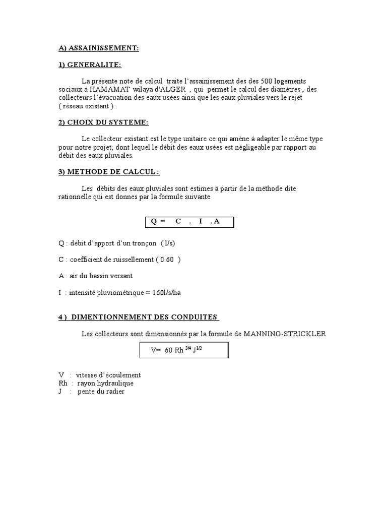 Note - de - Calcul Aep Et Assainissement | PDF | Assainissement | Eau et politique