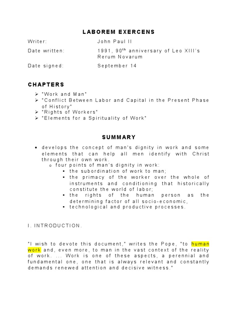 Laborem Exercens (Research) | PDF | Common Good | Value (Ethics)