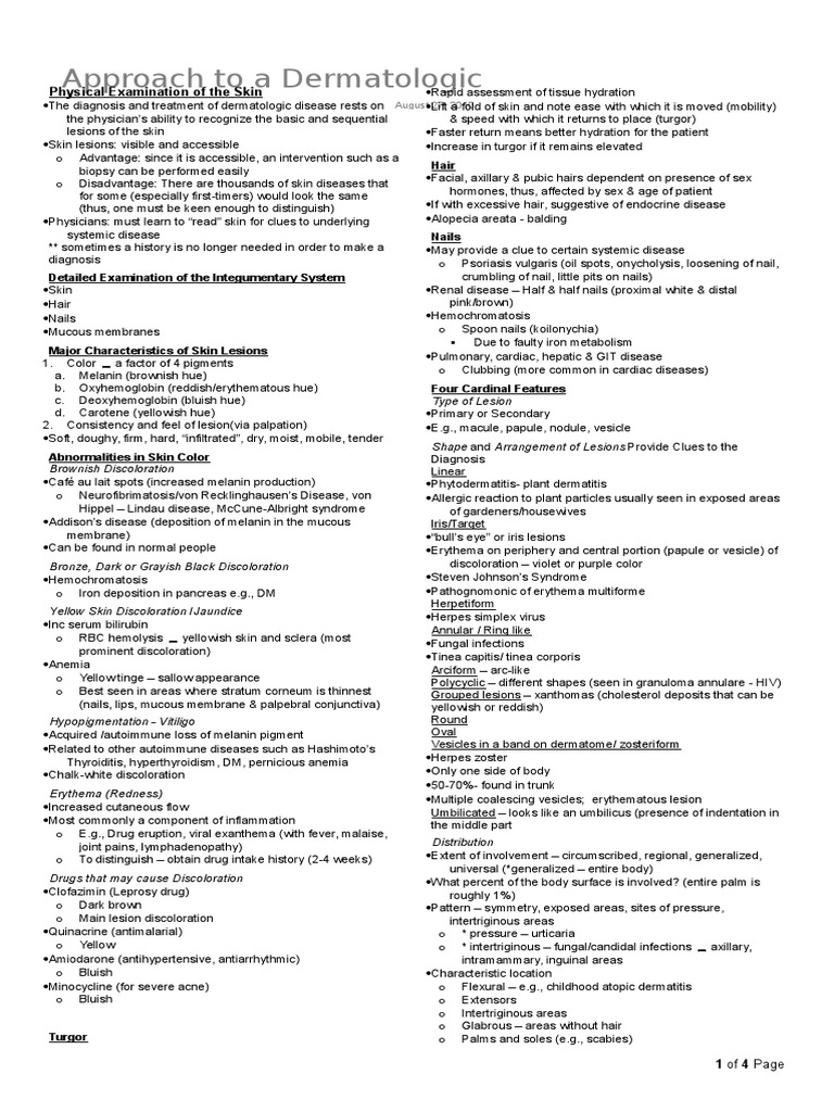 Dermatology Exam Guide for Doctors | PDF | Cutaneous Conditions ...