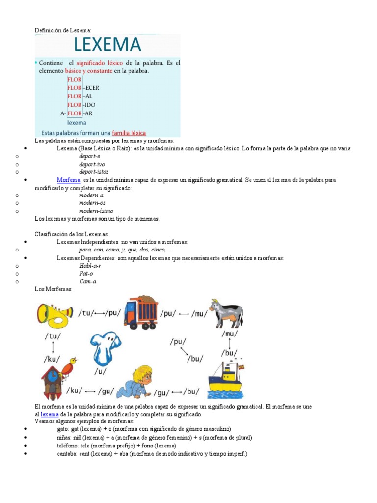 Definición de Lexema | PDF | Clasificación cientifica | Onomástica