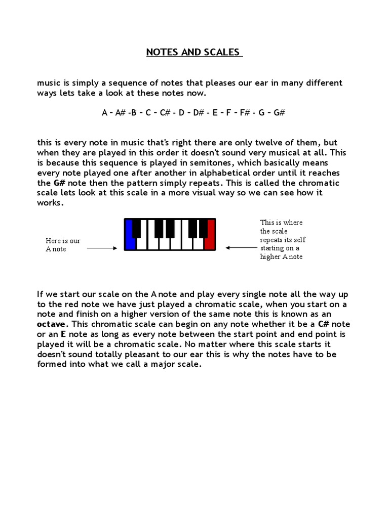Notes and Scales | PDF | Scale (Music) | Pitch (Music)