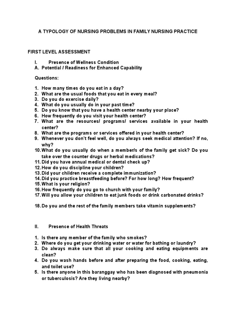 A Typology of Nursing Problems in Family Nursing Practice | PDF ...