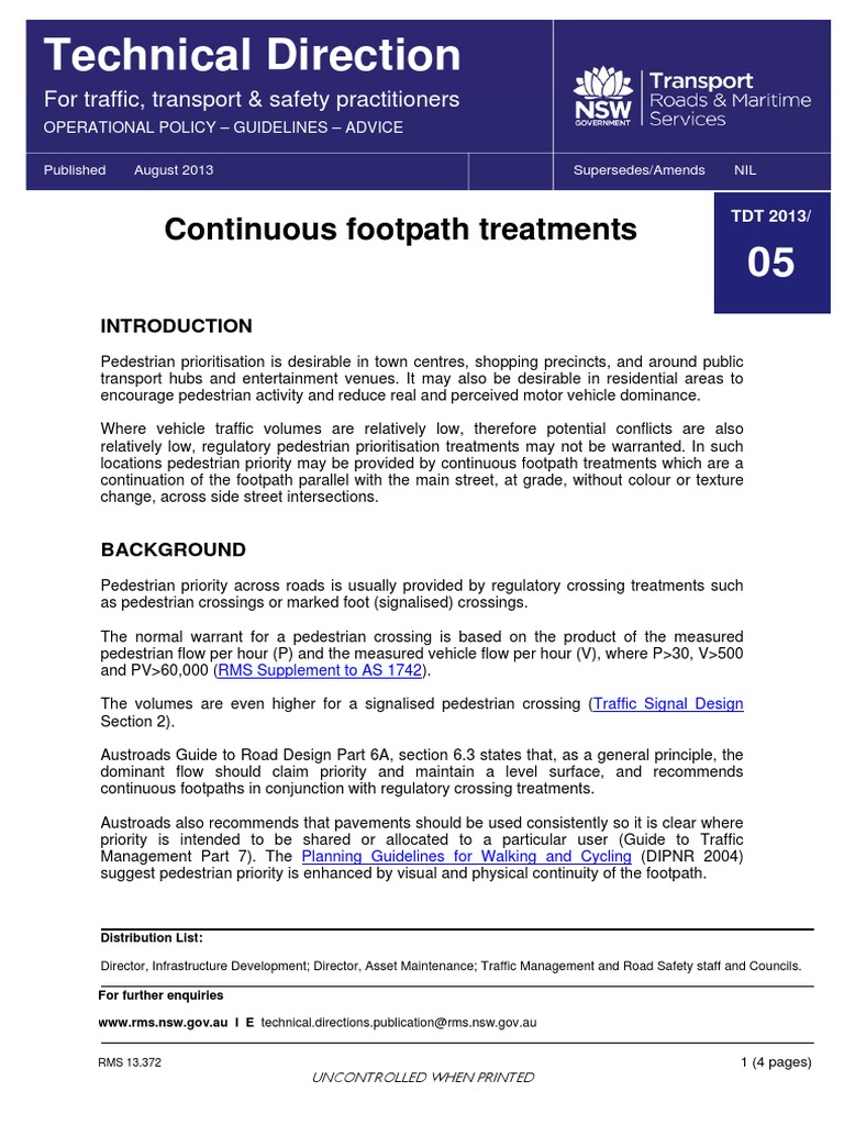 Continuous Footpath Treatments | PDF | Traffic | Pedestrian Crossing