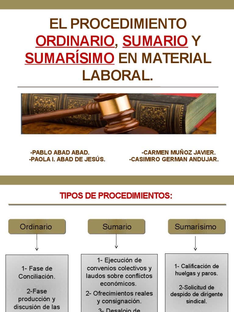 El Procedimiento Ordinario, Sumario y Sumarísimo En | Acuerdo colectivo ...