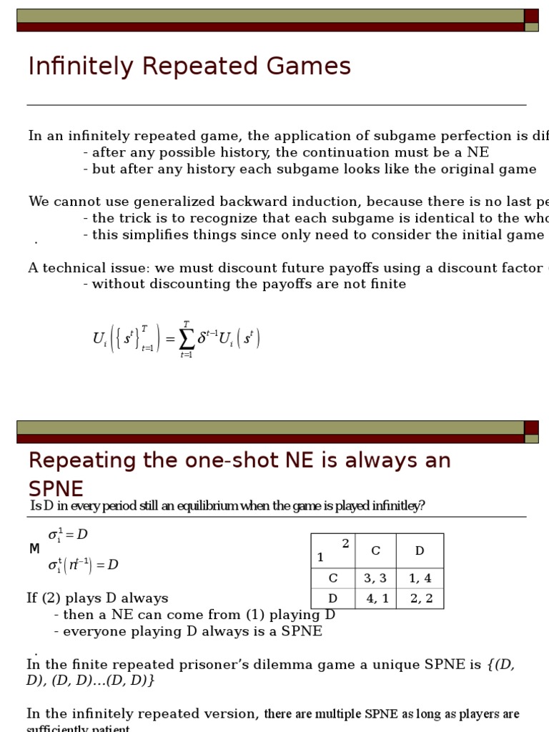Infinitely Repeated Games: U S Us | PDF | Game Theory | Economics Of ...