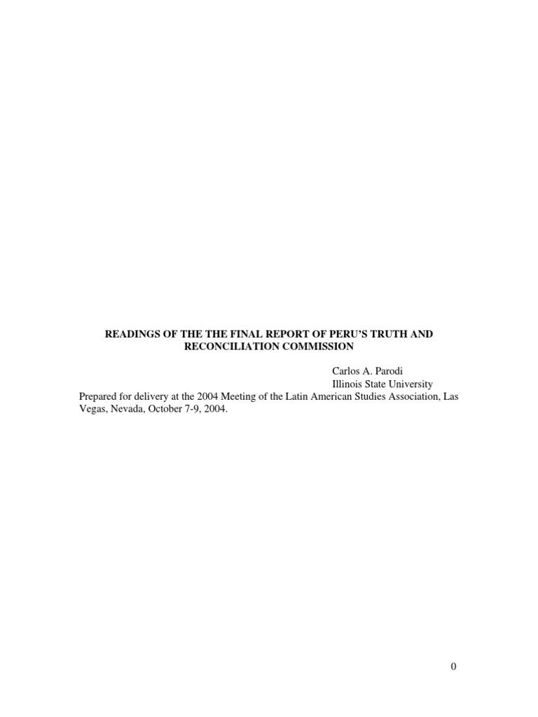 Readings of The The Final Report of Peru'S Truth and Reconciliation ...