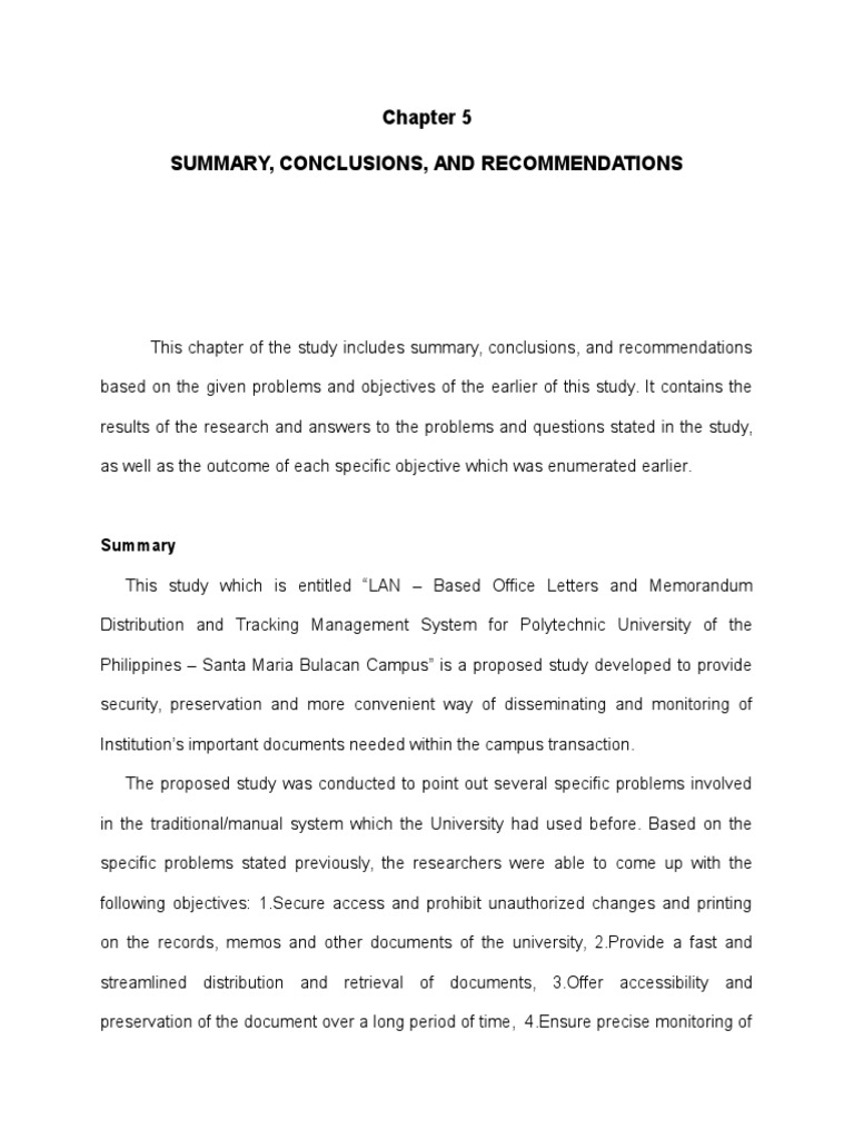 .Chapter 5 of Thesis | PDF | Memorandum | Survey Methodology