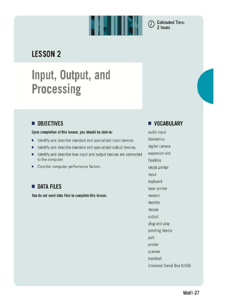 Input, Out and Processing | PDF | Printer (Computing) | Computer Monitor