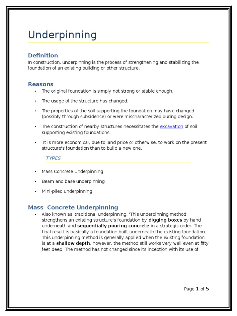 Underpinning: Types | PDF | Deep Foundation | Industries