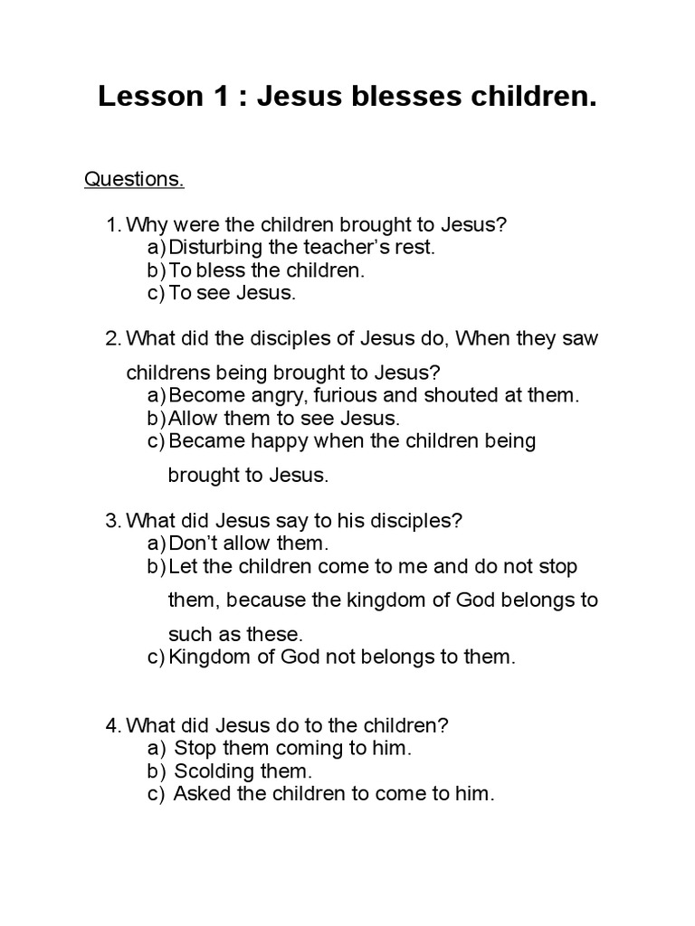 Sunday School Exam Papers-2 | Satan | Jesus