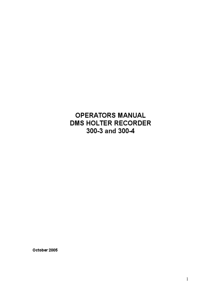 Operators Manual Dms Holter Recorder 300-3 and 300-4: October 2005 | PDF | Device Driver | Icon ...