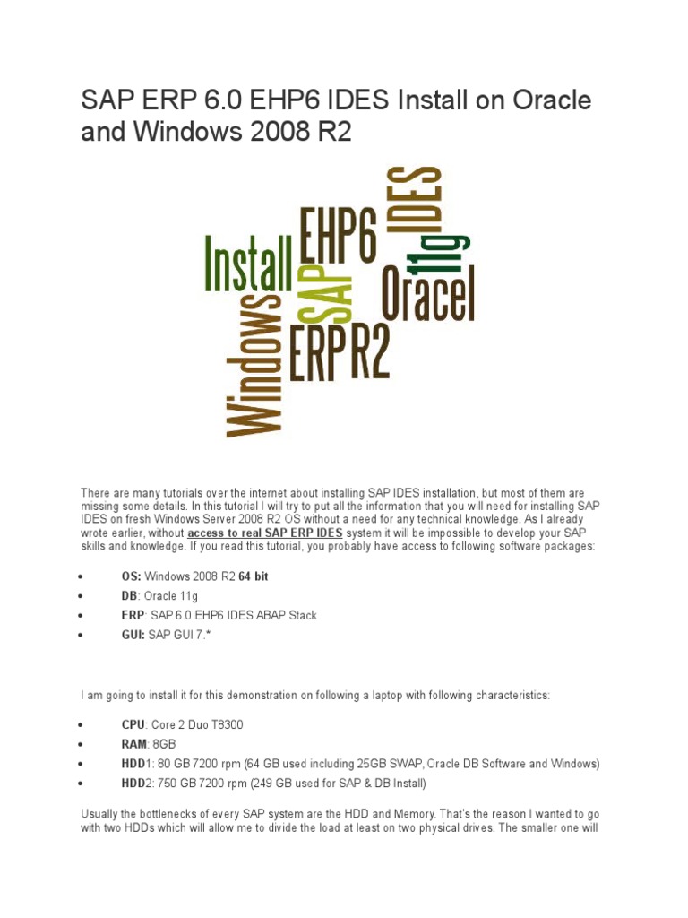 SAP ERP 6 - IDES Installation | PDF | Installation (Computer Programs ...