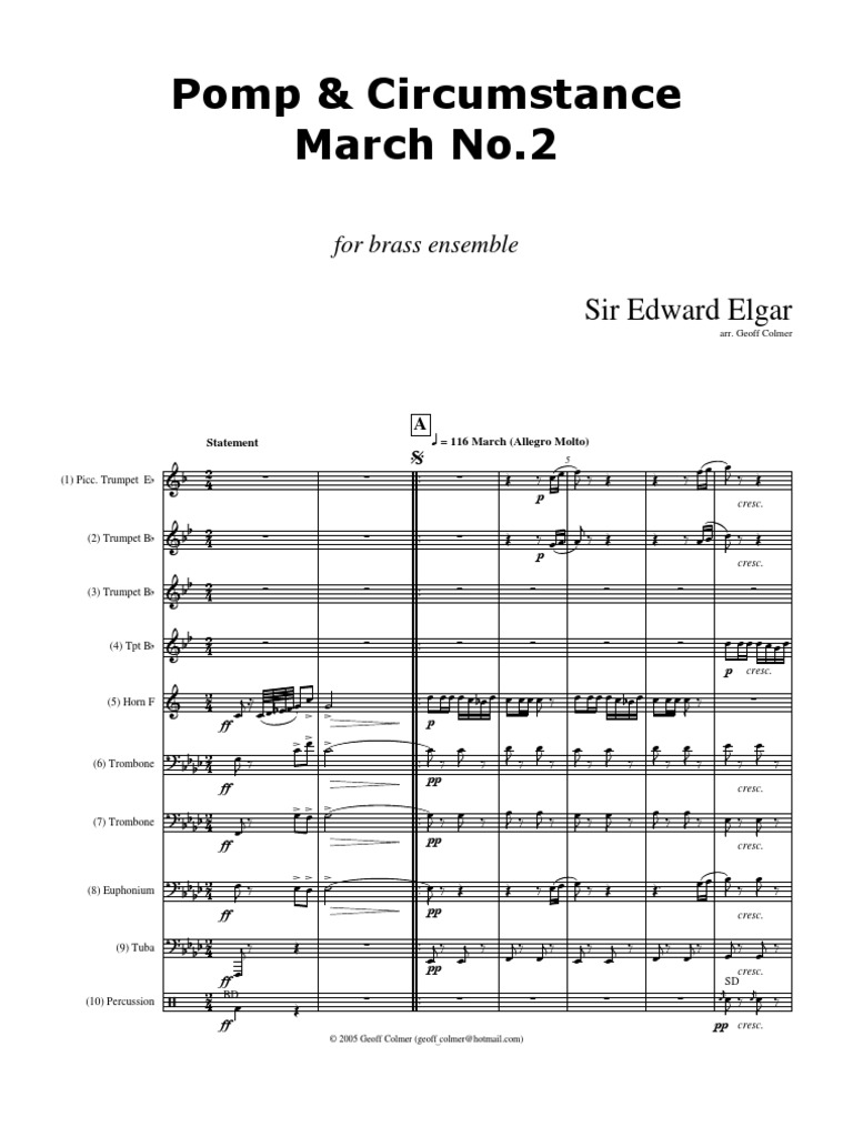 Pomp & Circumstance March #2 For Brass Ensemble | PDF