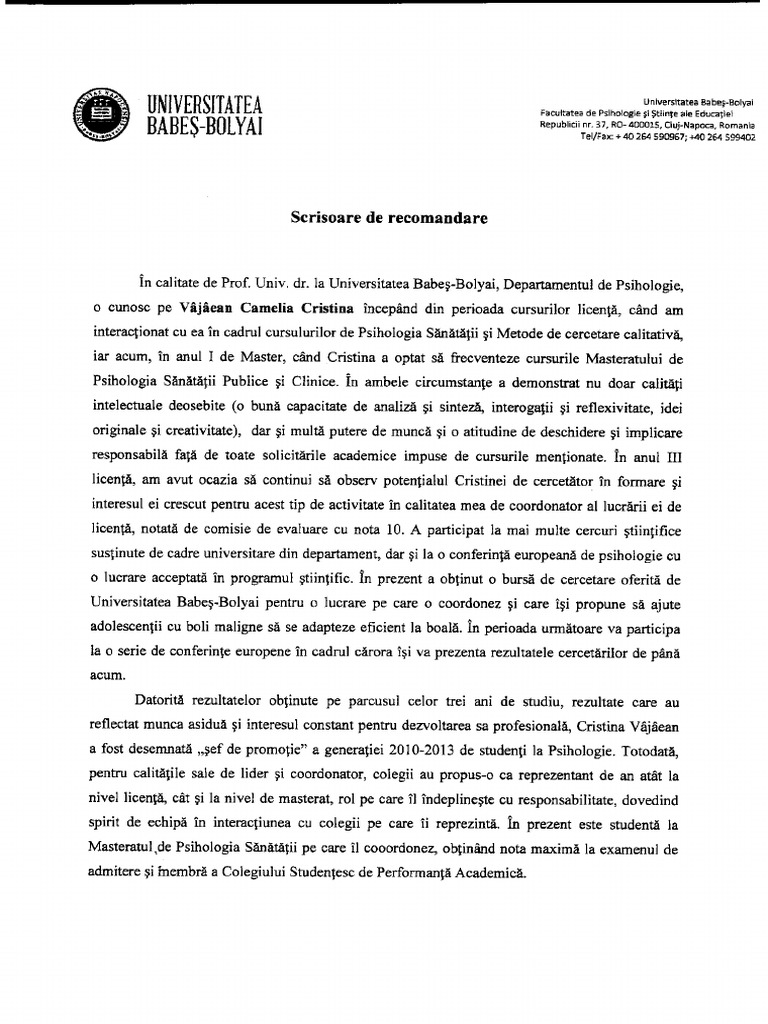 Scrisoare Recomandare | PDF