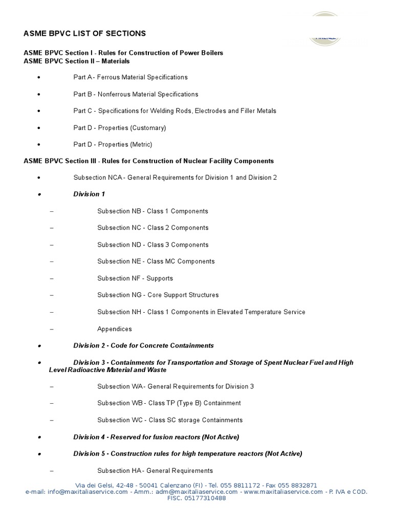 Asme BPVC List of Sections | PDF | Welding | Construction