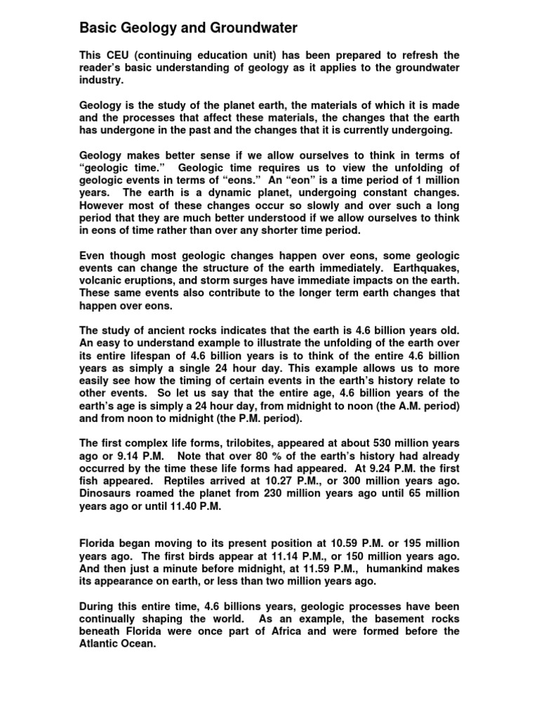 Basic Geology and Groundwater | PDF | Aquifer | Plate Tectonics