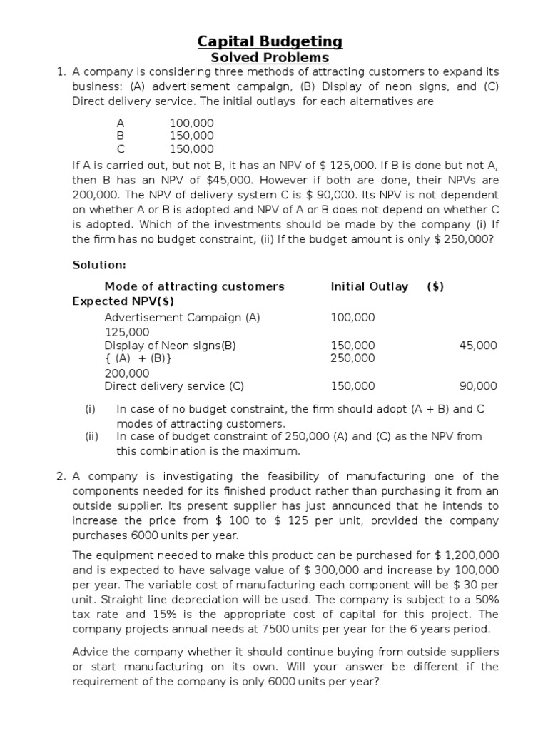 Capital Budgeting Investment Analysis Guide | PDF | Depreciation | Net ...