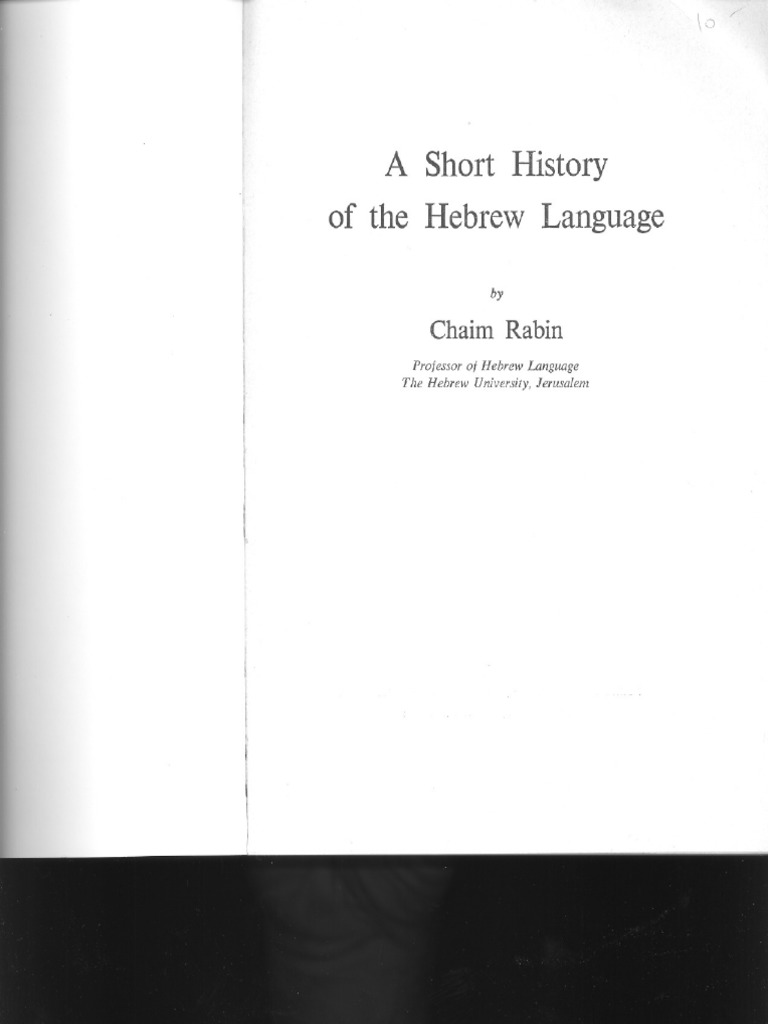 A Short History of The Hebrew Language | PDF
