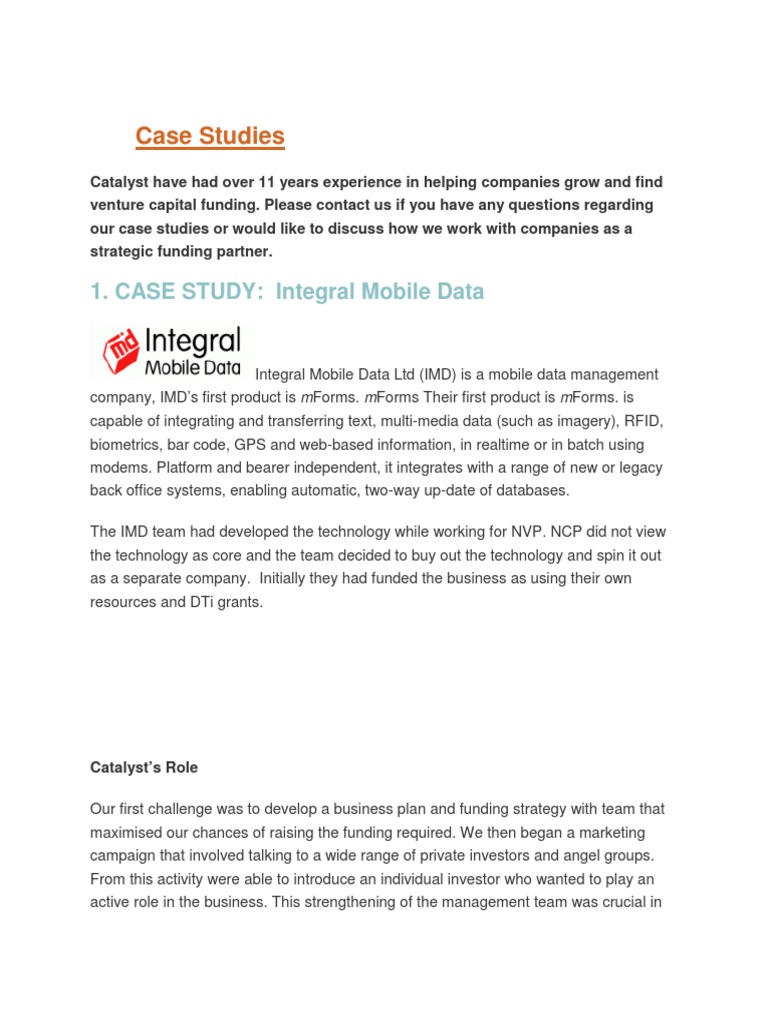 Case Studies of Venture Capital | PDF | Venture Capital | Corporate Finance
