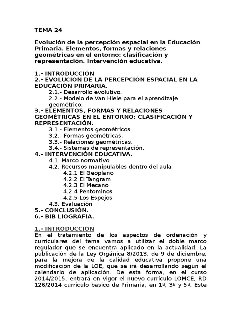 TEMA 24 Oposiciones Primaria | PDF | Geometria plana) | Sistema coordinado